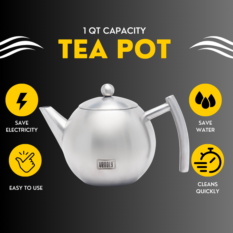 Shop Stainless Steel Tea Pot 1 Liter Online in USA | Venoly