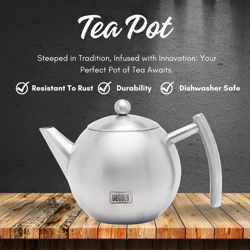 Shop Stainless Steel Tea Pot 1 Liter Online in USA | Venoly