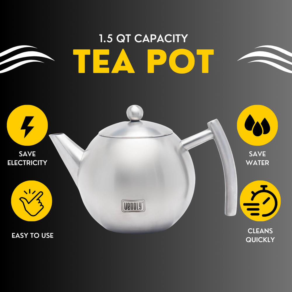 Shop Stainless Steel Tea Pot 1 Liter Online in USA | Venoly